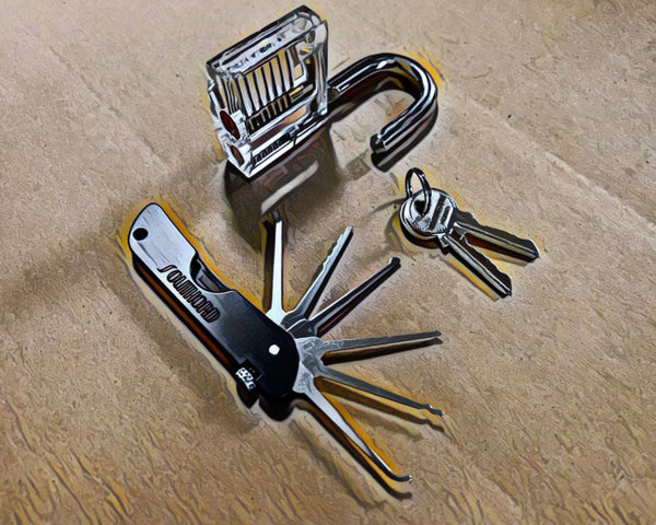 Jackknife Lockpick Set & Transparent Padlock Trainer – Scam Stuff
